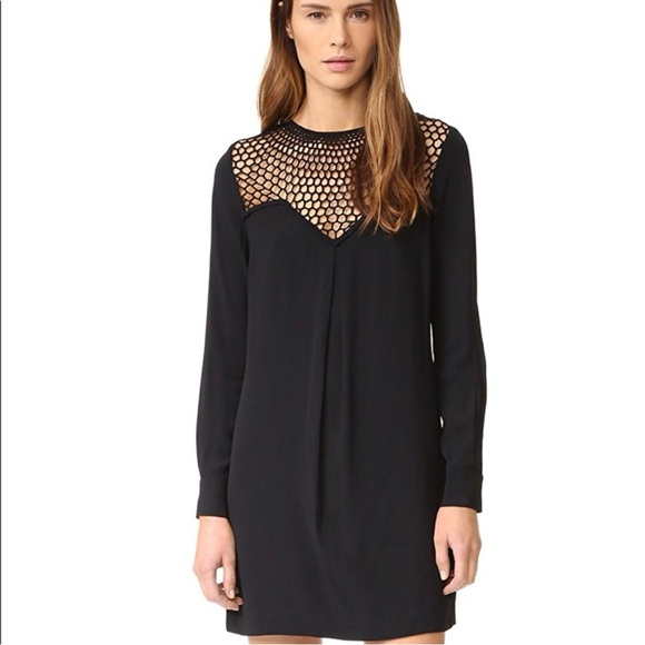 A.L.C. | Dresses | Nwt Alc Tate Crochet Yoke Long Sleeve Black Mini ...